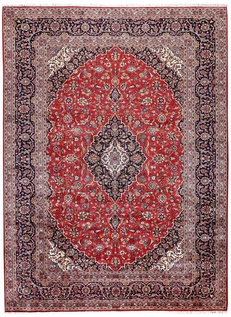 Traditional Kashan Rugs, Floral Design ~ 1989 | CarpetShip