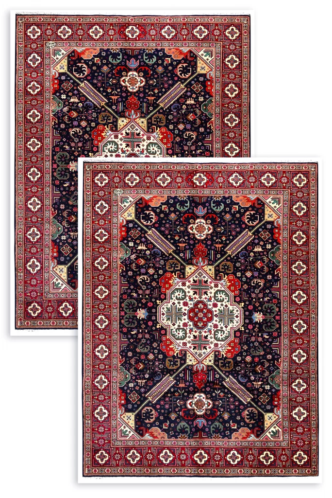 Twin Tabriz rugs, ~1970, Geometric Pattern | CarpetShip